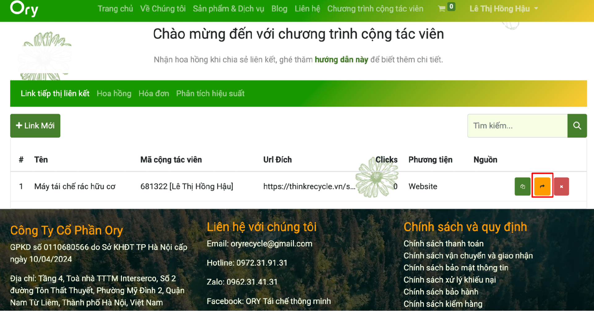 Hướng dẫn tạo và chia sẻ affiliate link | Think Recycle | Ory